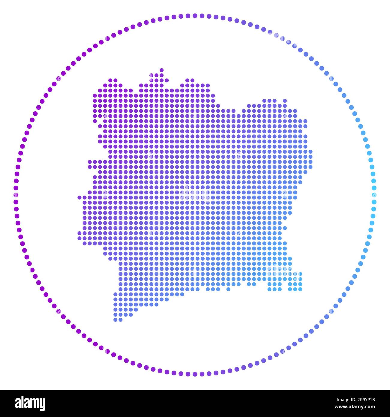 Ivory Coast digital badge. Dotted style map of Ivory Coast in circle ...