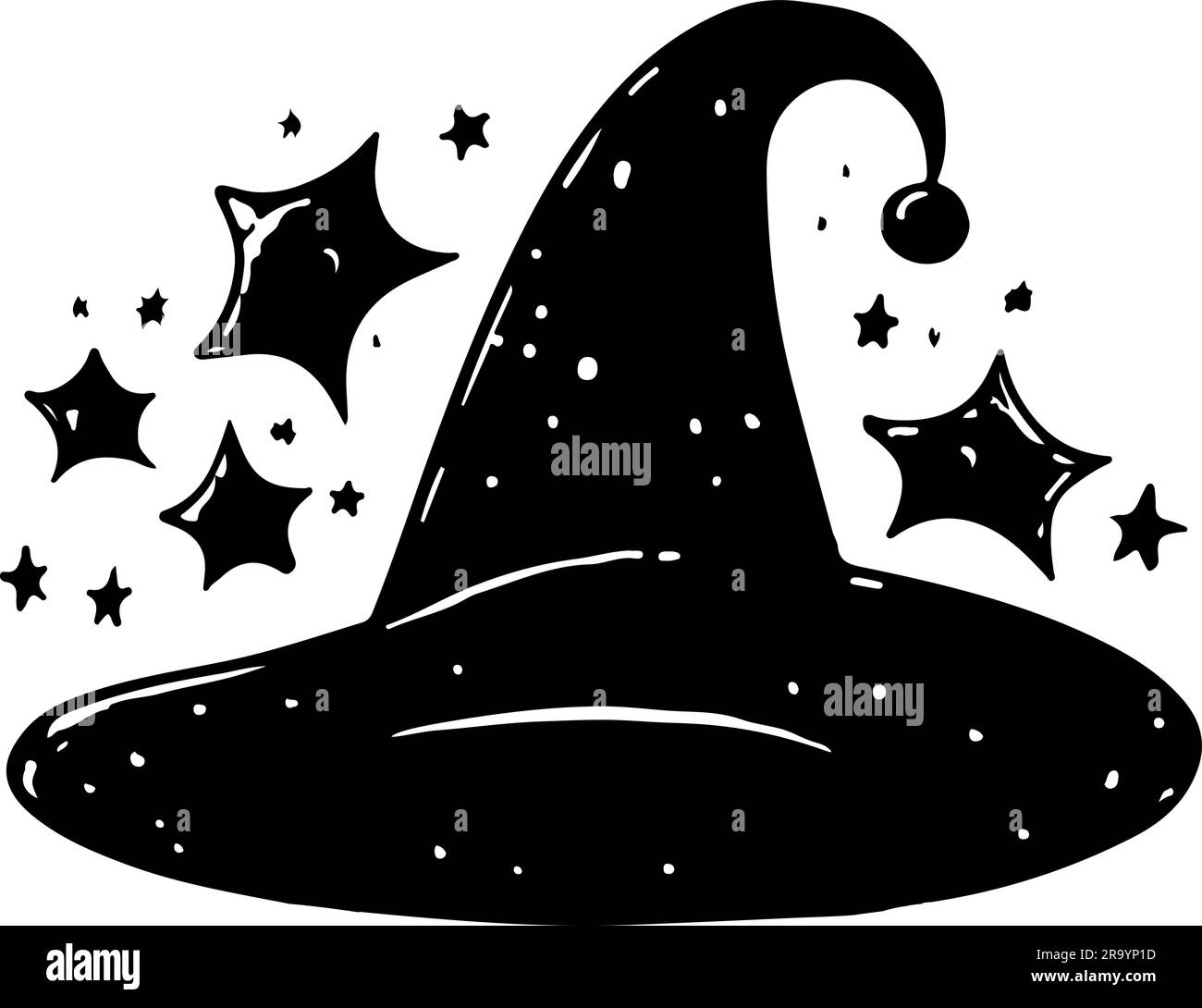 Black wizard hat, hand drawn vector illustration Stock Vector Image ...