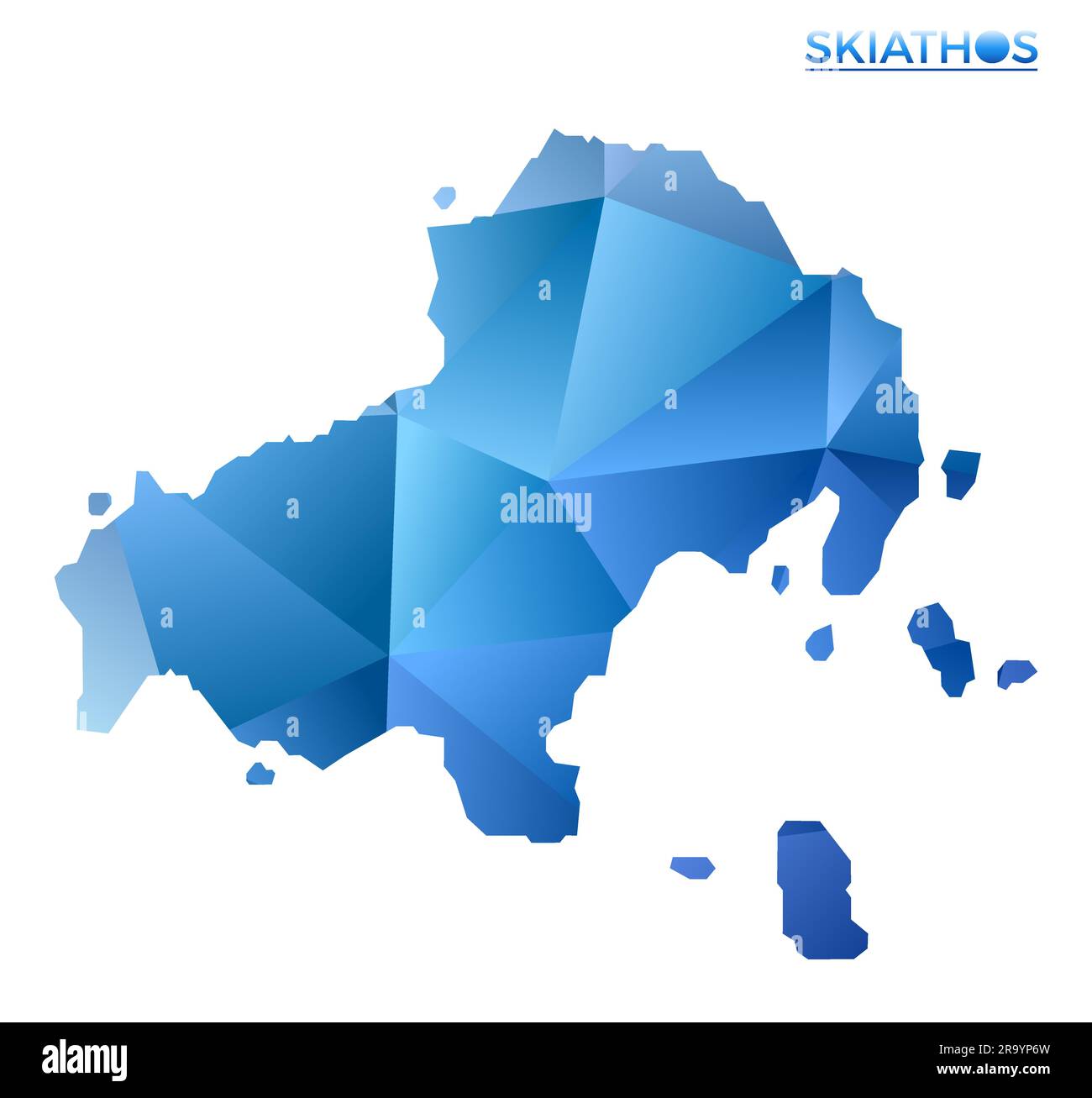 Vector polygonal Skiathos map. Vibrant geometric island in low poly style. Attractive ...
