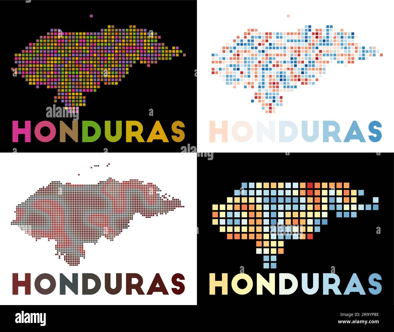 Honduras map. Collection of map of Honduras in dotted style. Borders of ...