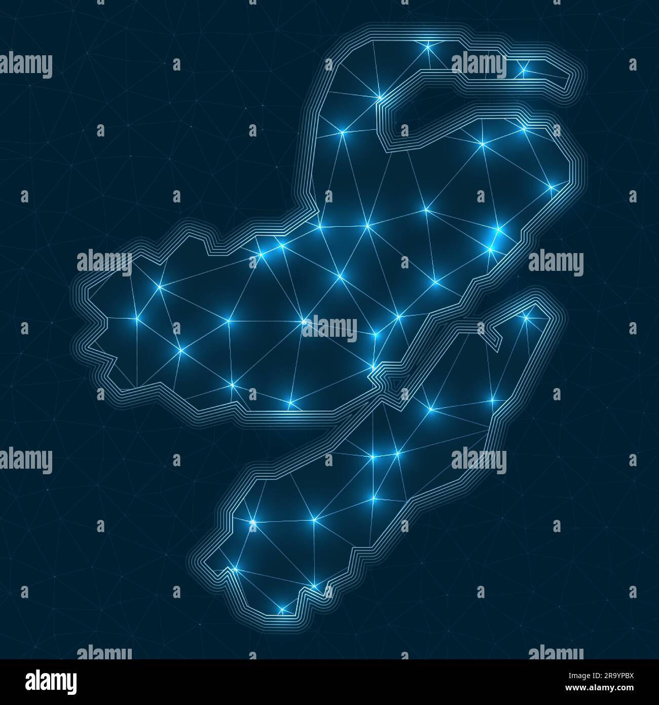Nusa Lembongan network map. Abstract geometric map of the island ...