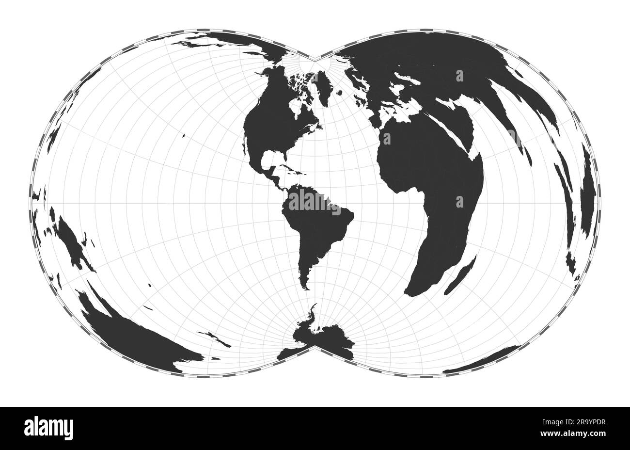 Vector World Map Rectangular War Office Polyconic Projection Plain World Geographical Map