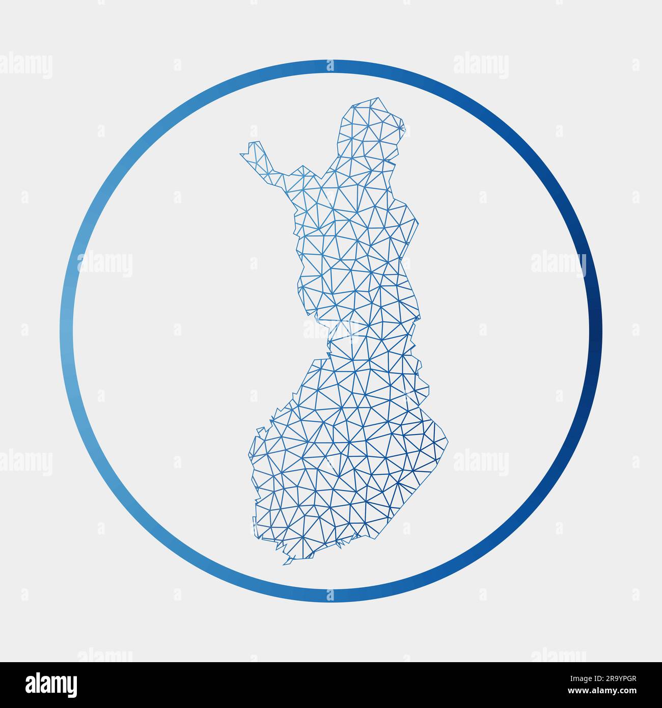 Finland icon. Network map of the country. Round Finland sign with ...