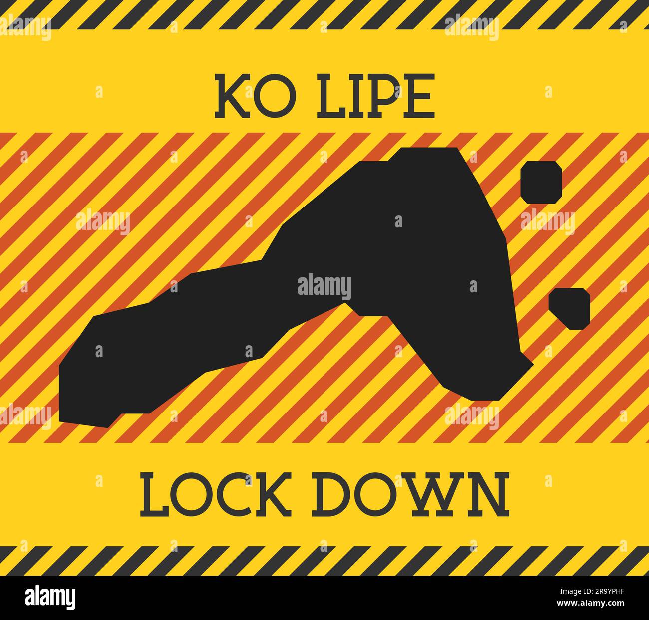 Ko Lipe Lock Down Sign. Yellow island pandemic danger icon. Vector ...
