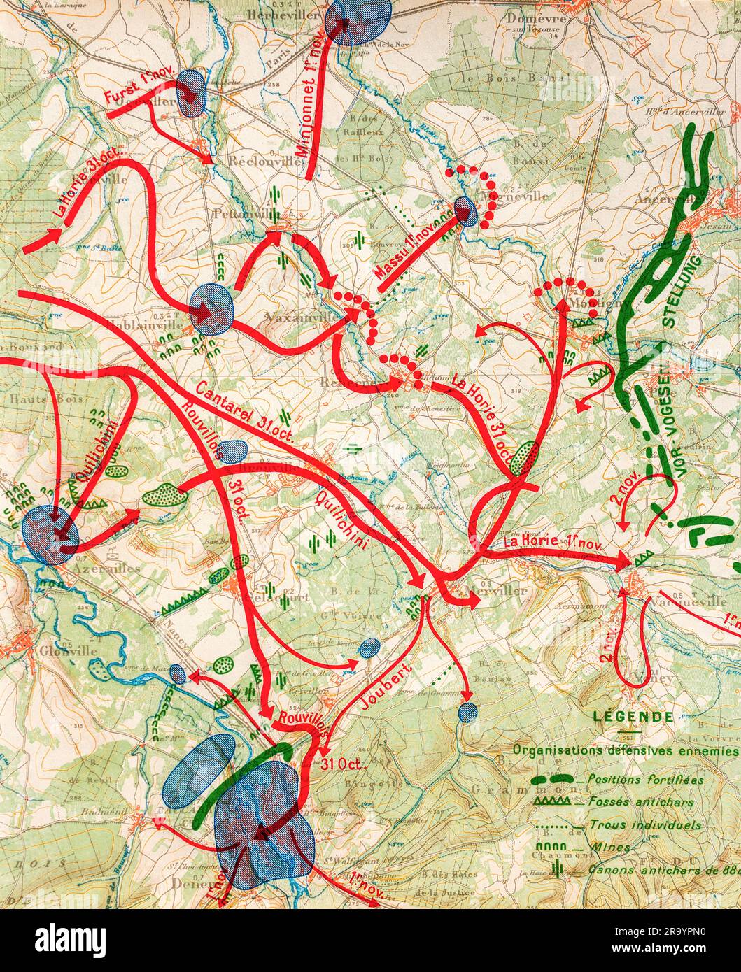 French World War 2 book map illustration printed in 1946 showing Allied ...