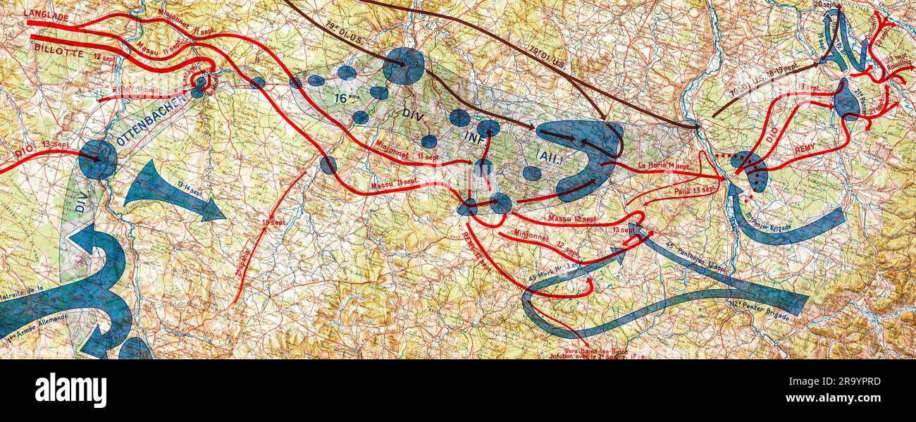 French World War 2 book map illustration printed in 1946 showing Allied ...