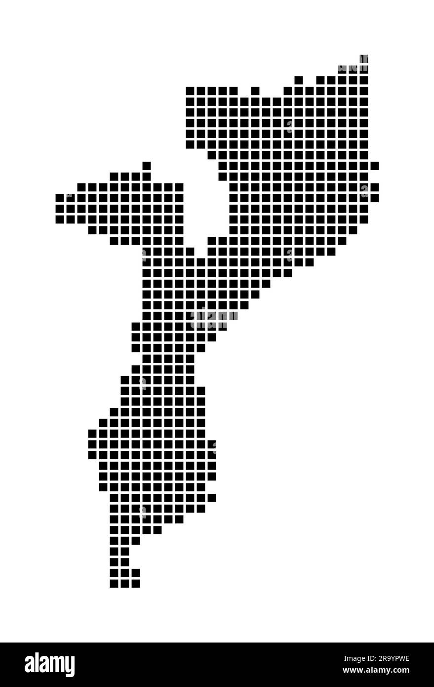 Mozambique map. Map of Mozambique in dotted style. Borders of the country filled with rectangles ...
