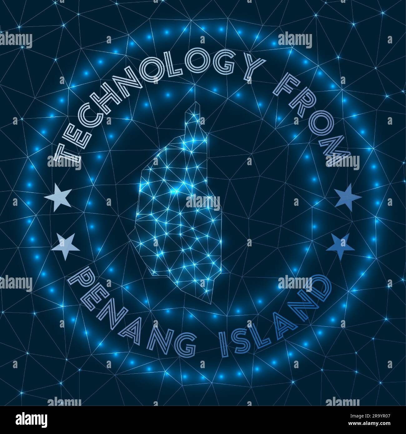 Technology from Penang Island. Futuristic geometric badge ...