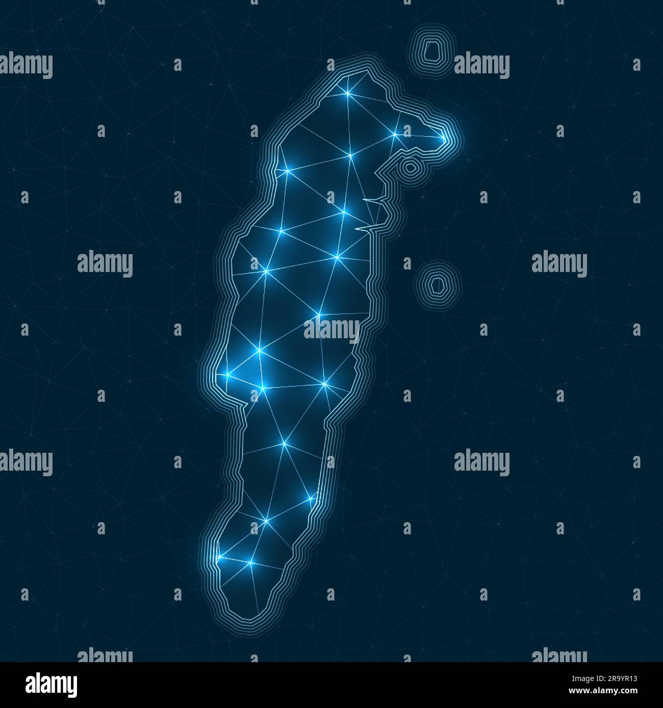 San Andres network map. Abstract geometric map of the island. Digital ...
