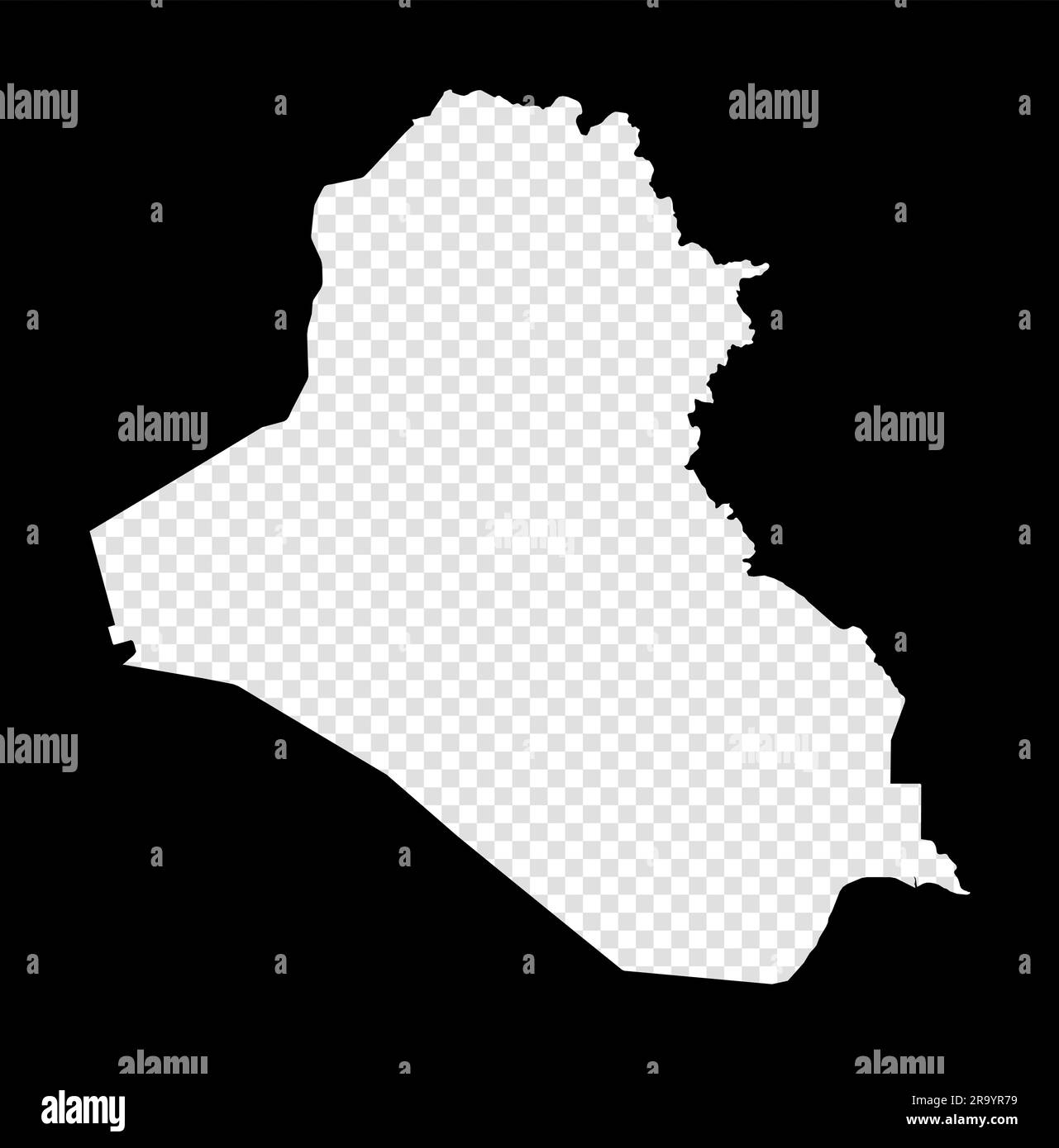 Stencil map of Republic of Iraq. Simple and minimal transparent map of ...