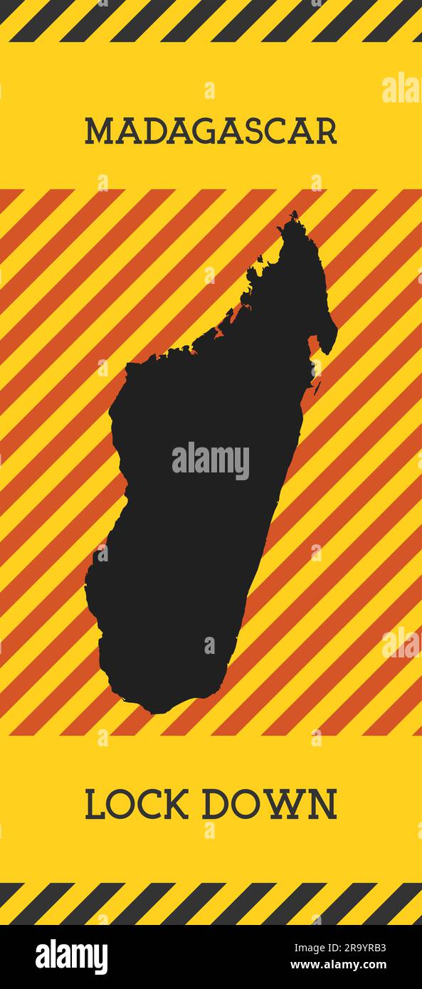 Madagascar Lock Down Sign. Yellow country pandemic danger icon. Vector ...