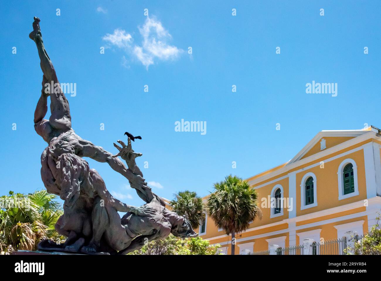 Ballaja Sculpture outdoors in Old San Juan Puerto Rico with bright ...