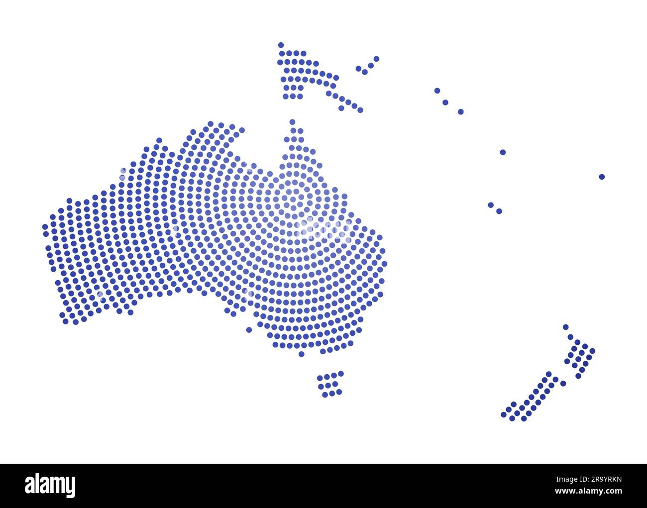 Oceania dotted map. Digital style shape of Oceania. Tech icon of the ...