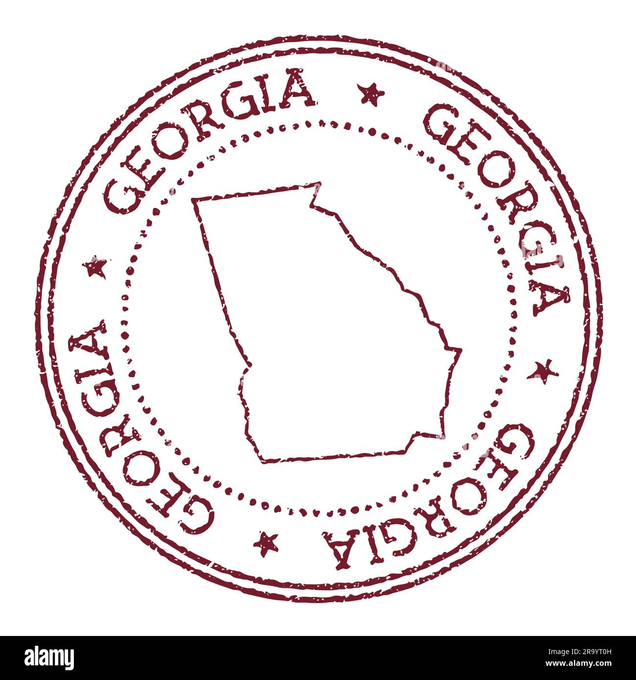 Georgia round rubber stamp with us state map. Vintage red passport ...