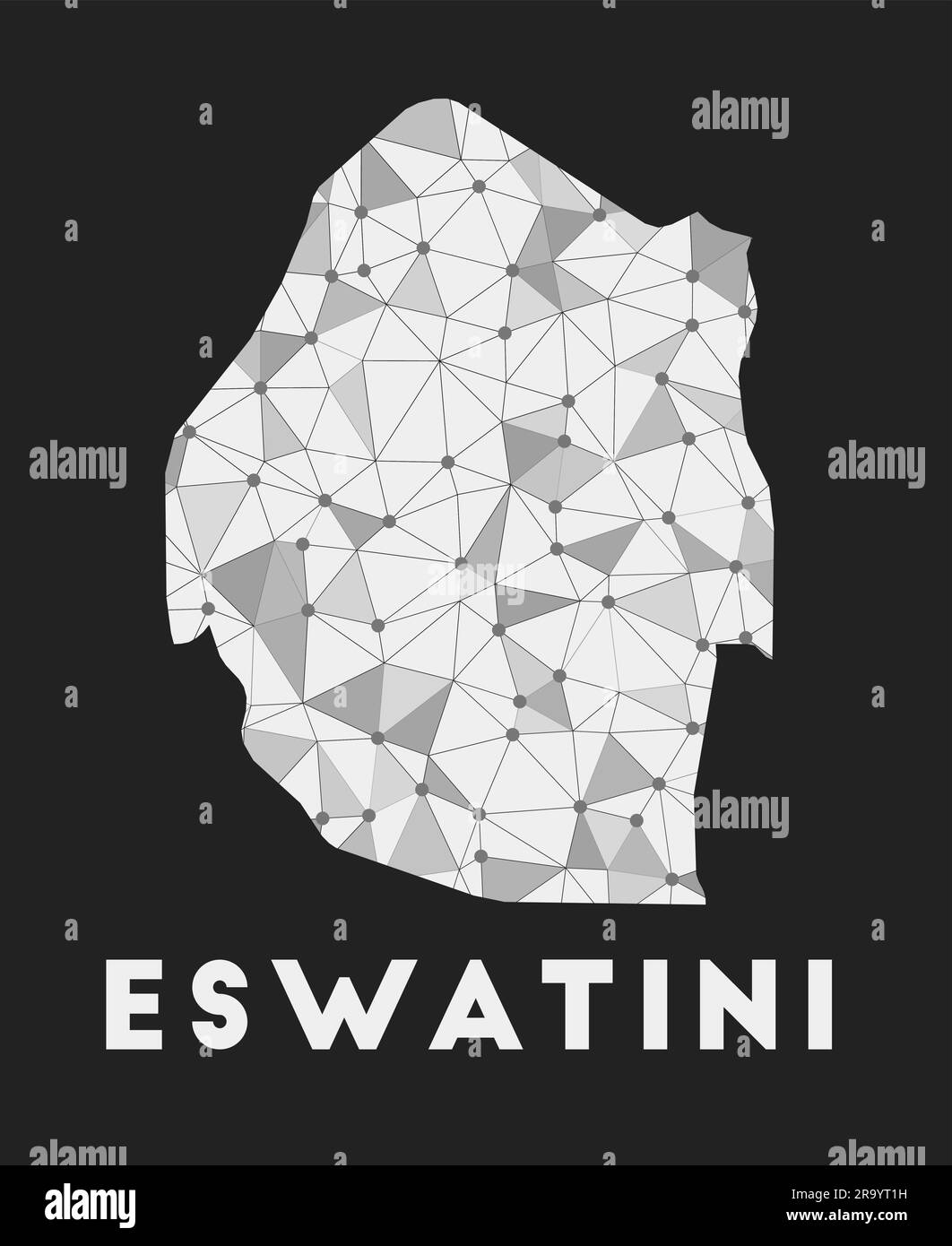 Eswatini - communication network map of country. Eswatini trendy ...