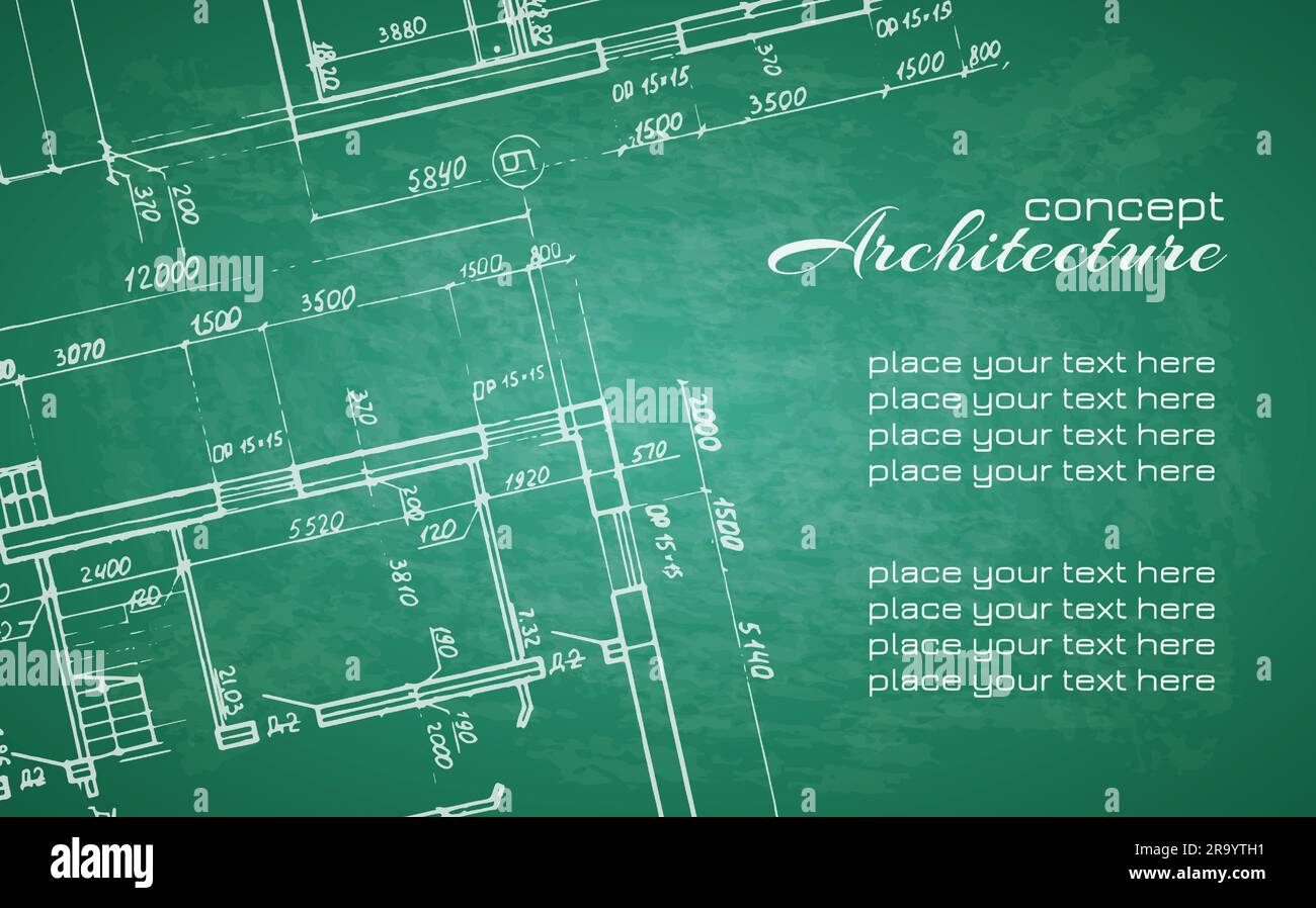 Architectural drawings white chalk on blackboard. Architecture abstract ...