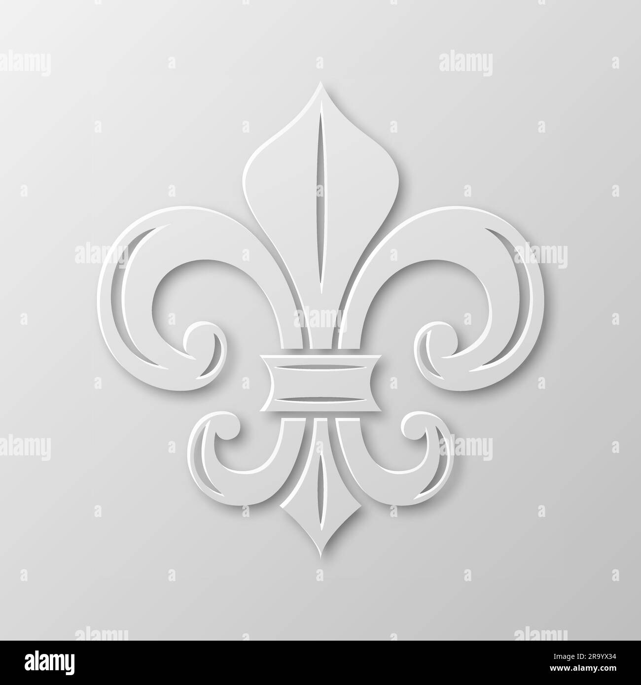 Vector Realistic Paper 3d Fleur De Lis Closeup on White Background ...