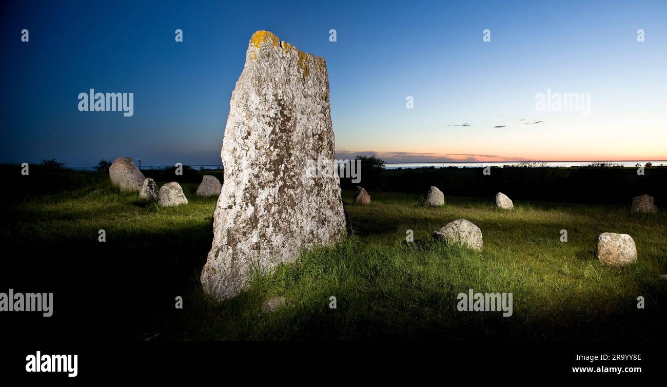 Viking stone ship burial ground at Gettlinge, Oland, Sweden Stock Photo ...