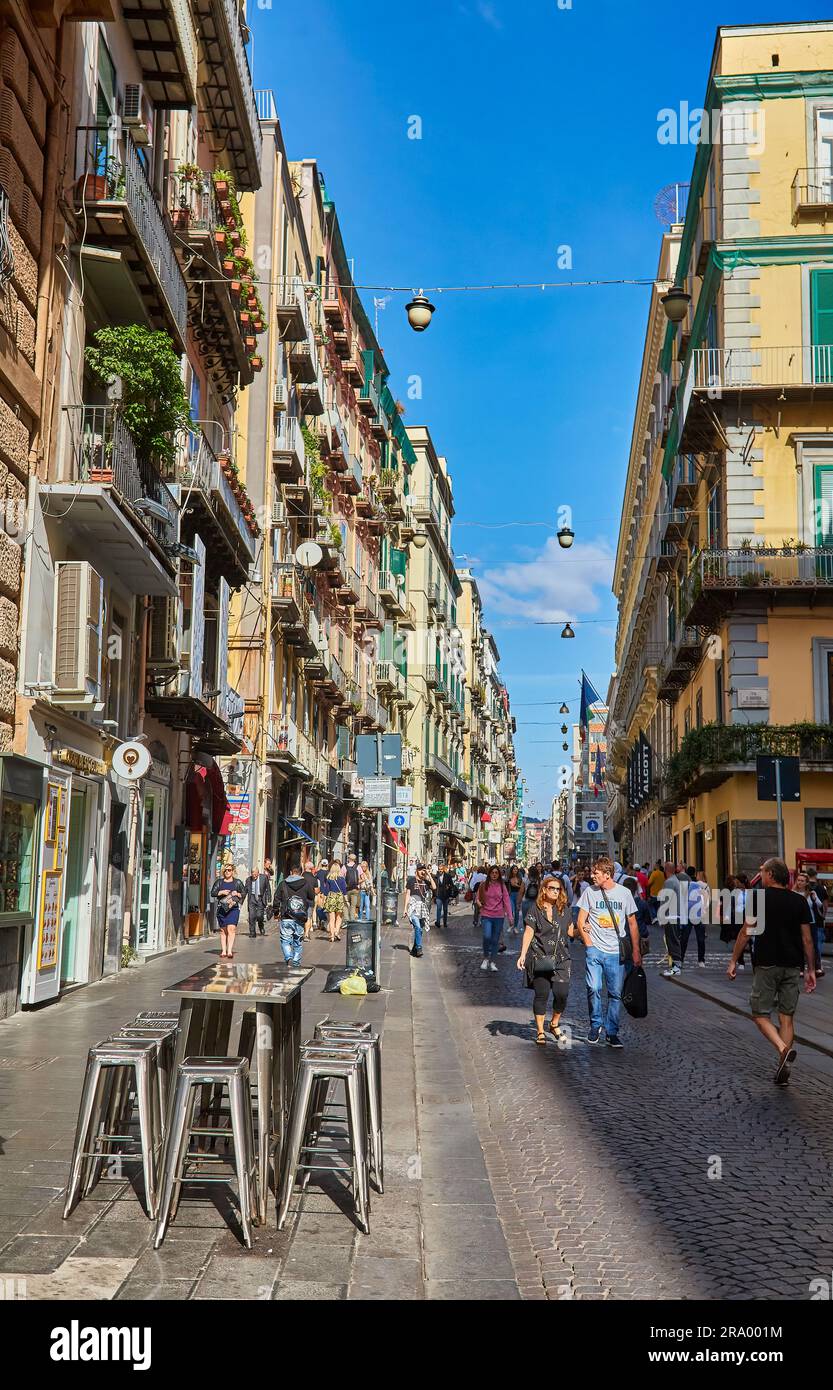 Naples, Italy - October 25, 2019 - Residents walk between cars parked ...