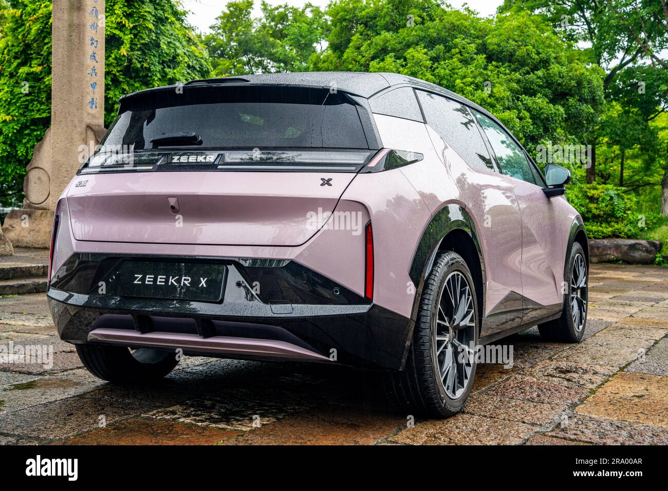 Stationary picture of a Zeekr X electric car on a test drive in ...