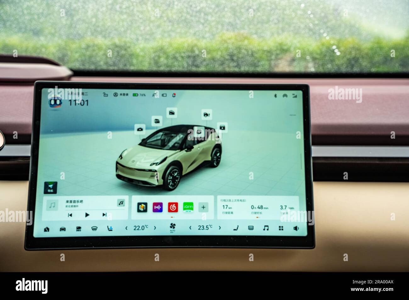 Infotainment screen of a Zeekr X electric car pictured on a test drive ...