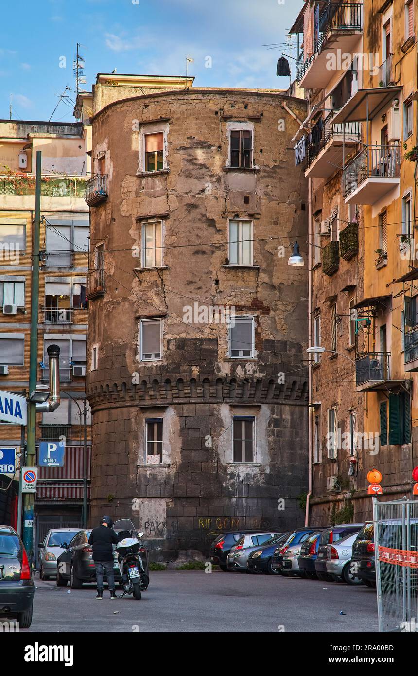Naples, Italy - October 25, 2019: Towers of Castel Capuano, ancient ...
