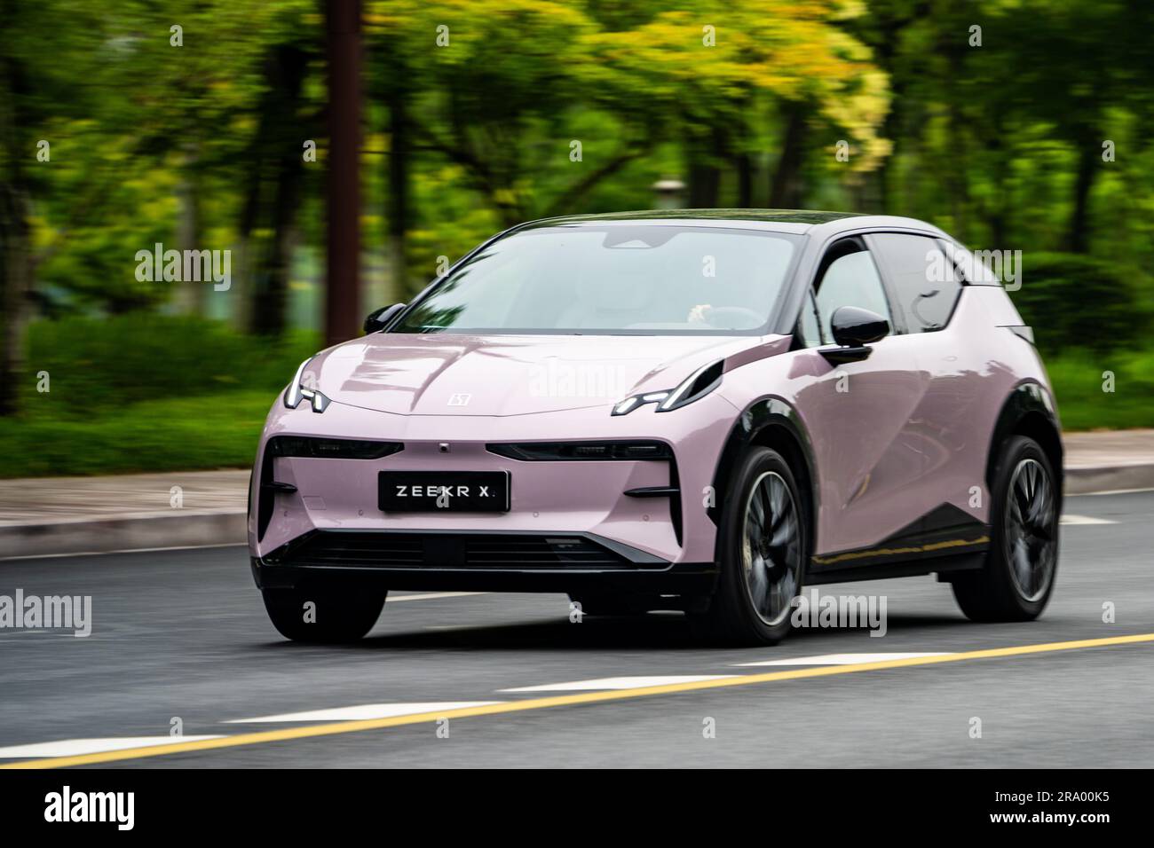A Zeekr X electric car being driven on a test drive in Hangzhou ...