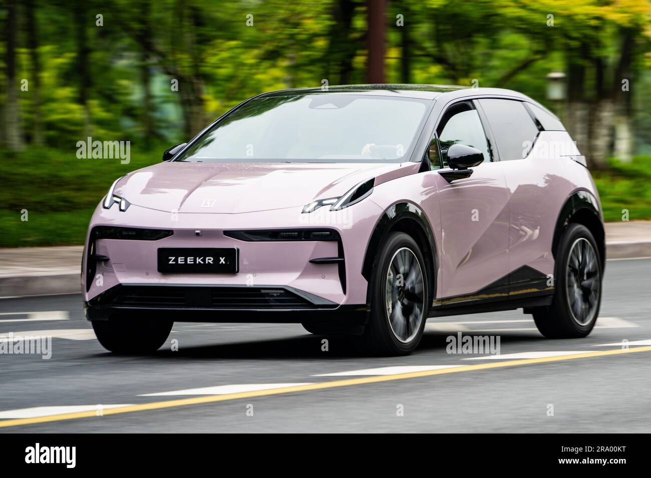 A Zeekr X electric car being driven on a test drive in Hangzhou ...