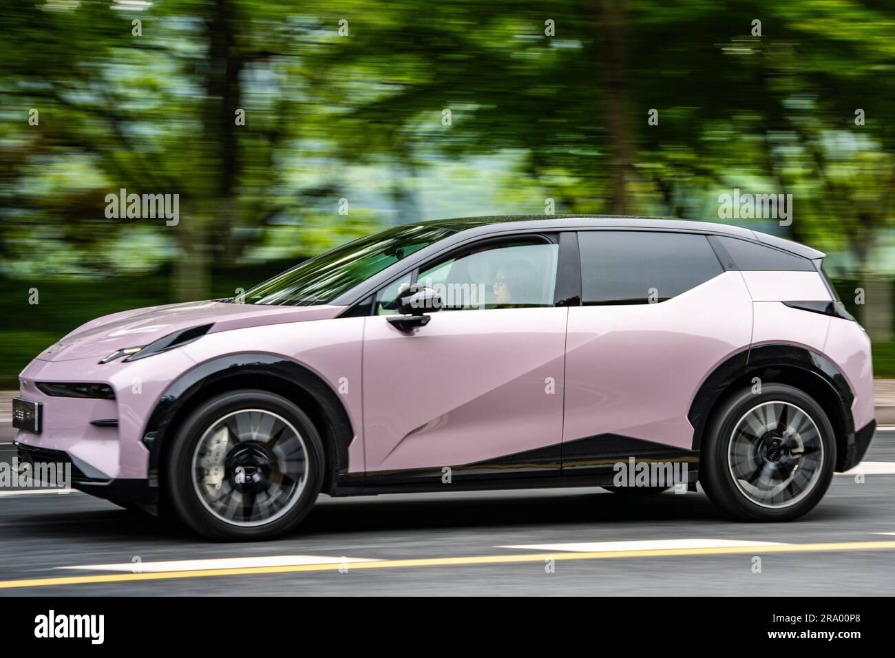 A Zeekr X electric car being driven on a test drive in Hangzhou ...
