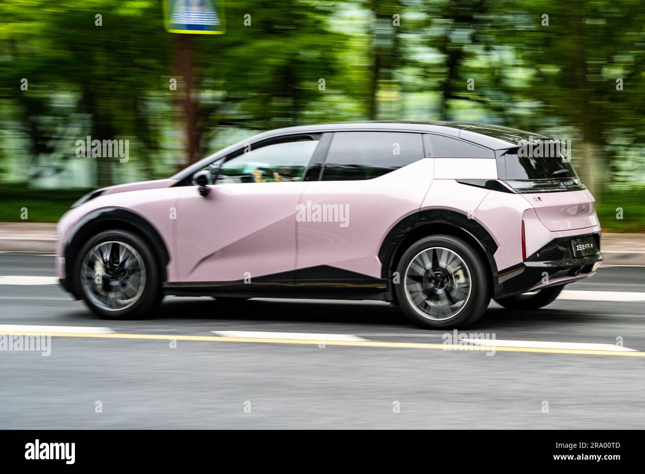 A Zeekr X electric car being driven on a test drive in Hangzhou ...