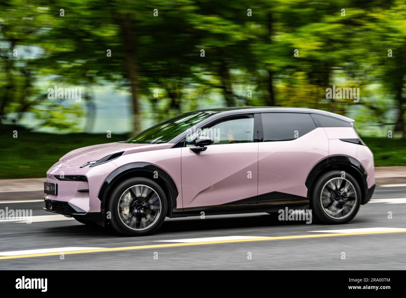 A Zeekr X electric car being driven on a test drive in Hangzhou ...