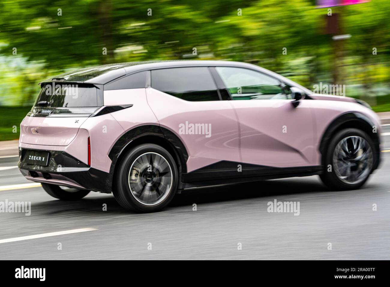 A Zeekr X electric car being driven on a test drive in Hangzhou ...