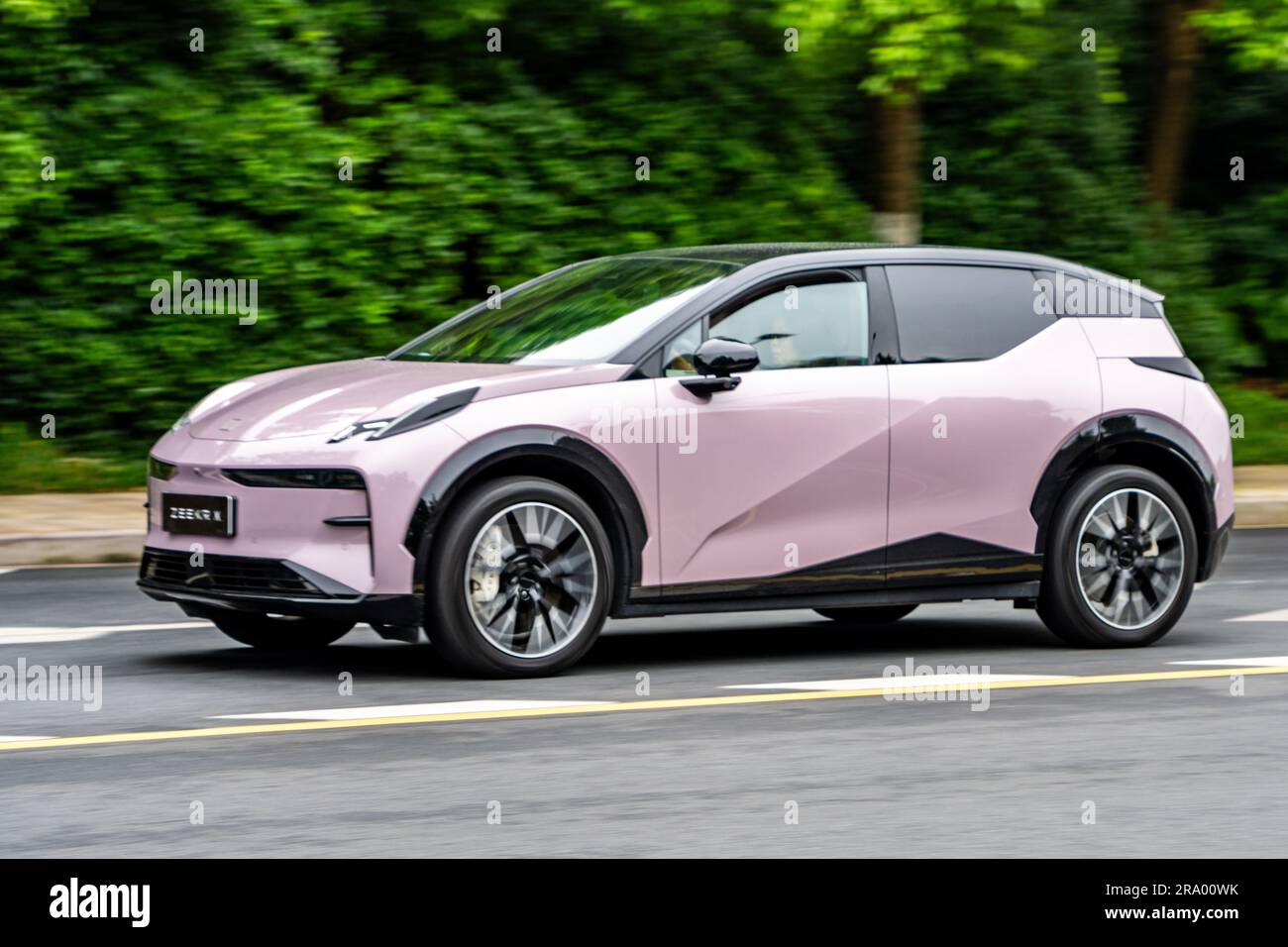 A Zeekr X electric car being driven on a test drive in Hangzhou ...