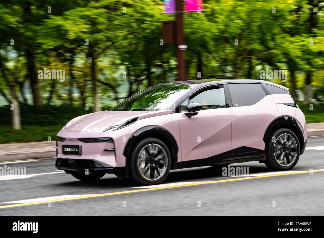A Zeekr X electric car being driven on a test drive in Hangzhou ...