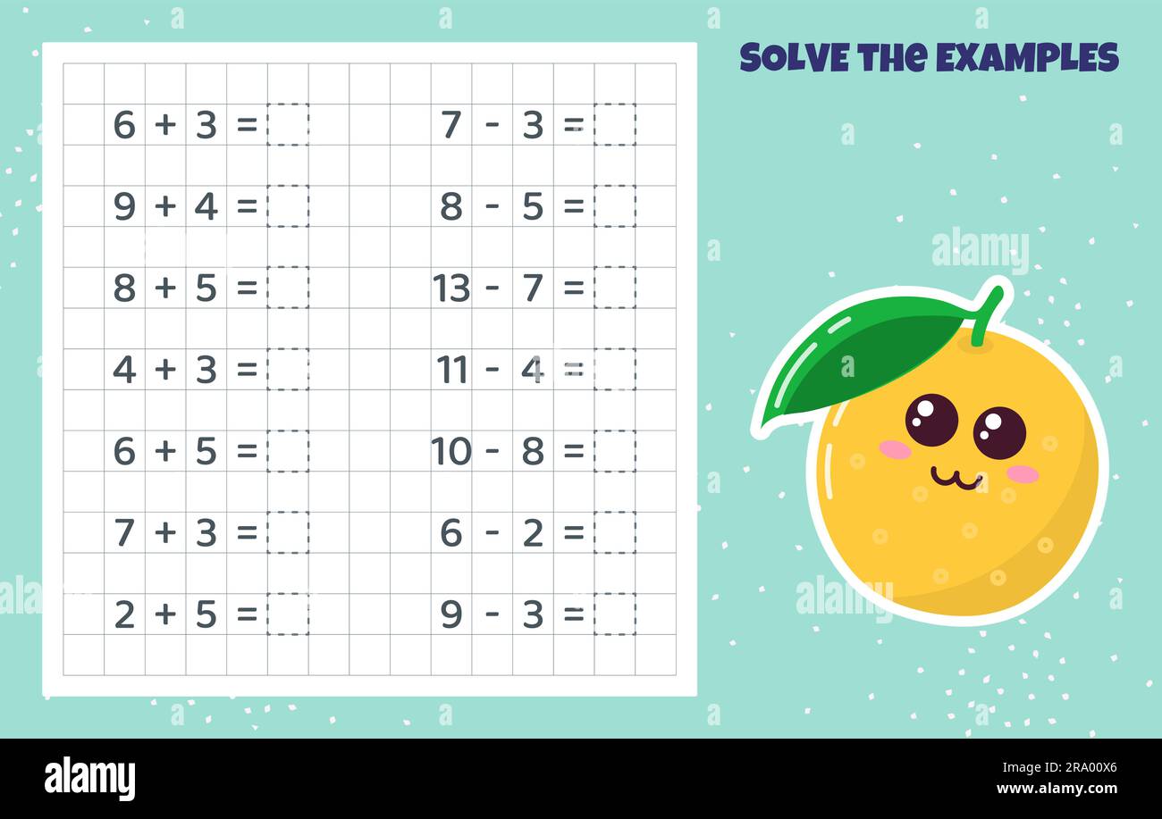 Math game for kids. Addition and subtraction Stock Vector Image & Art ...