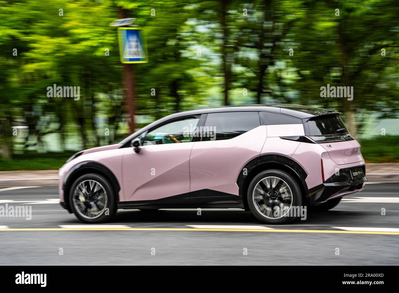 A Zeekr X electric car being driven on a test drive in Hangzhou ...