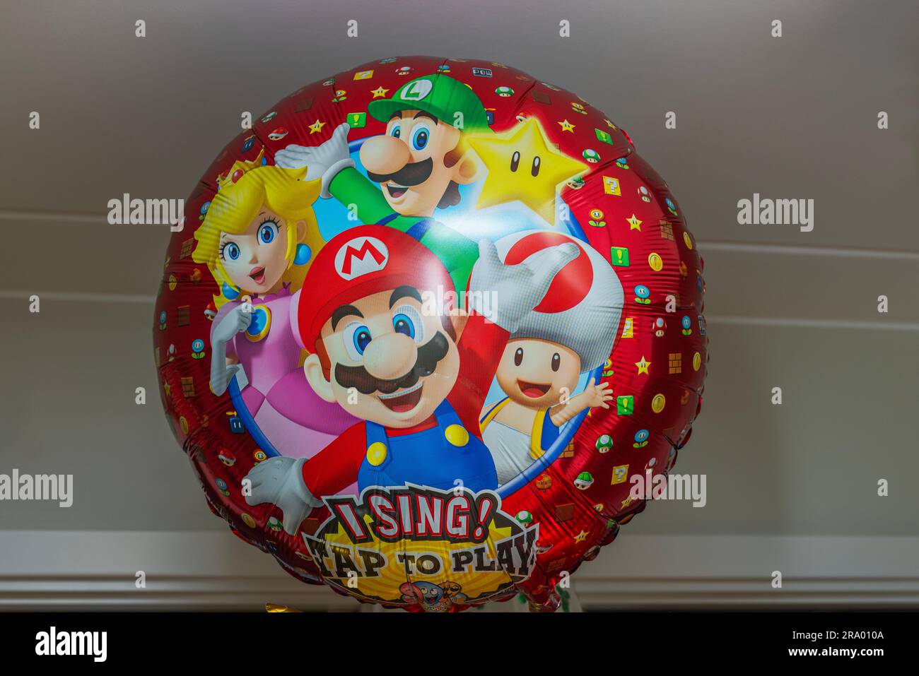 Close-up view of inflatable balloon with children favorite cartoon ...