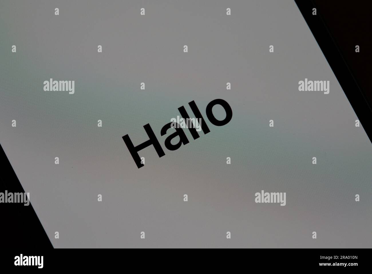 The German Word Hallo, Translation: Hello on a Display Stock Photo - Alamy