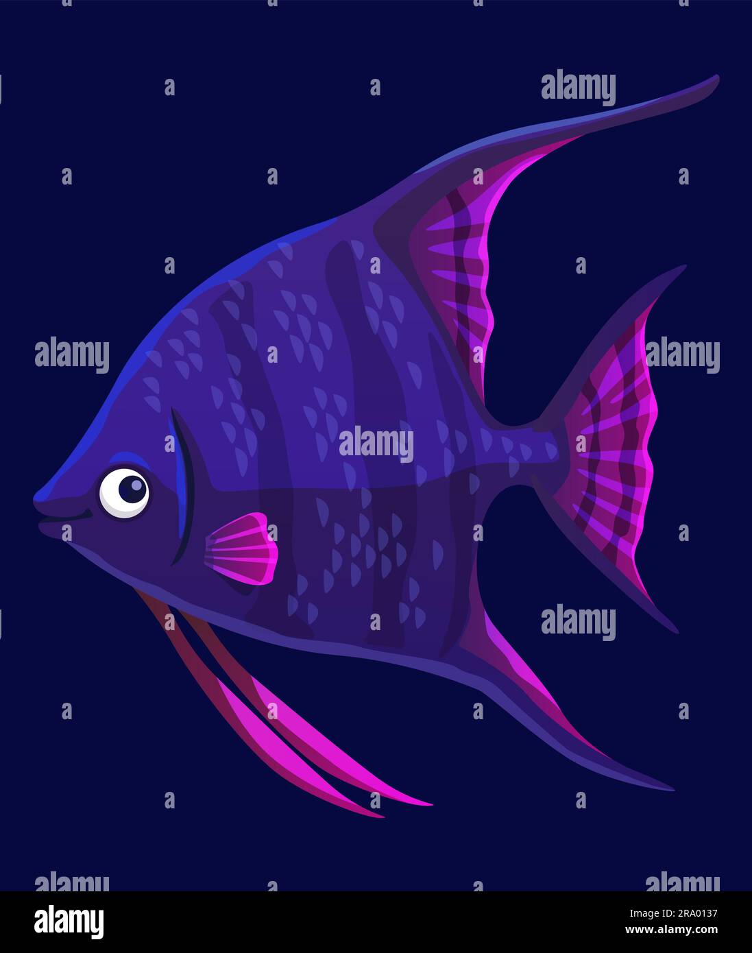 Aquarium angel fish, isolated vector cartoon graceful and vibrant ...