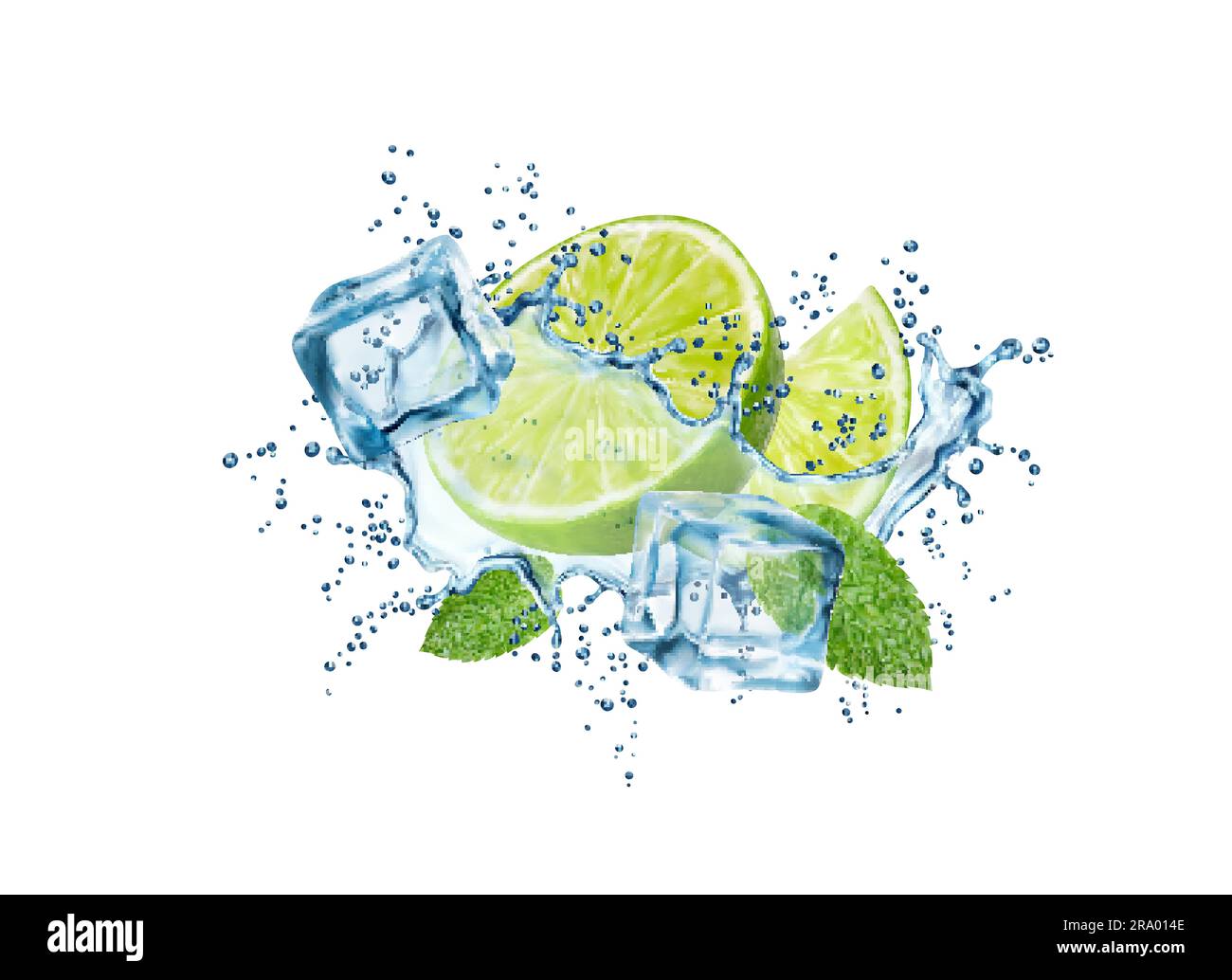 Ice cube falling blue cocktail Stock Vector Images - Alamy