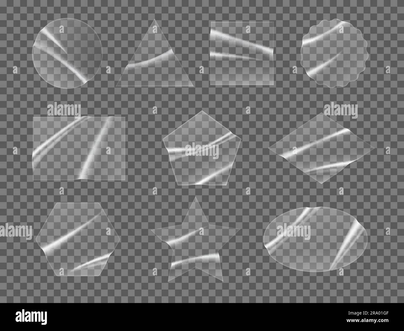 Transparent stickers or patches mockup. Realistic 3d vector set of ...