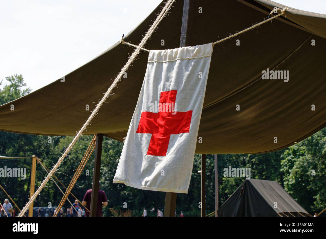 Flag red and white cross hi-res stock photography and images - Alamy