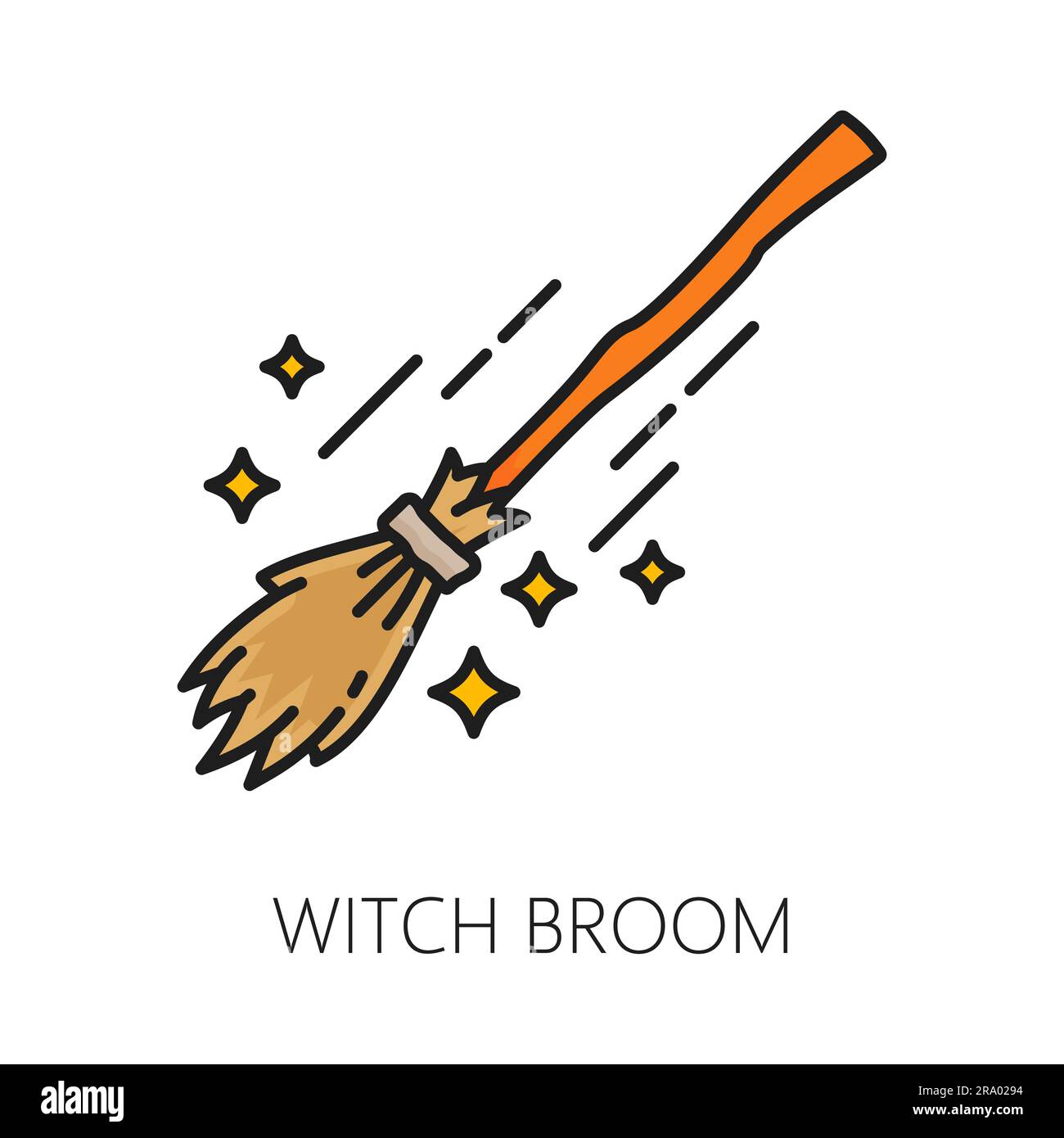 Witch broom witchcraft and magic icon. isolated vector linear ...