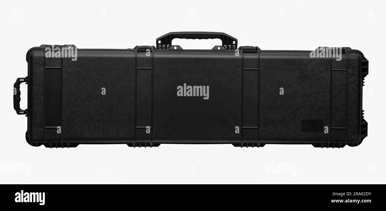 Large modern black case for storing and transporting weapons. Suitcase ...