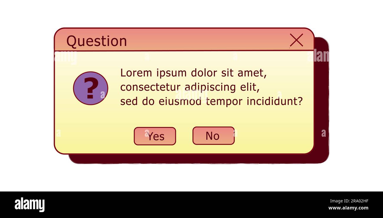 Question dialog box. Retro PC user interface aestetic. 80s 90s old ... Question dialog box. Retro PC user interface aestetic. 80s 90s old ...