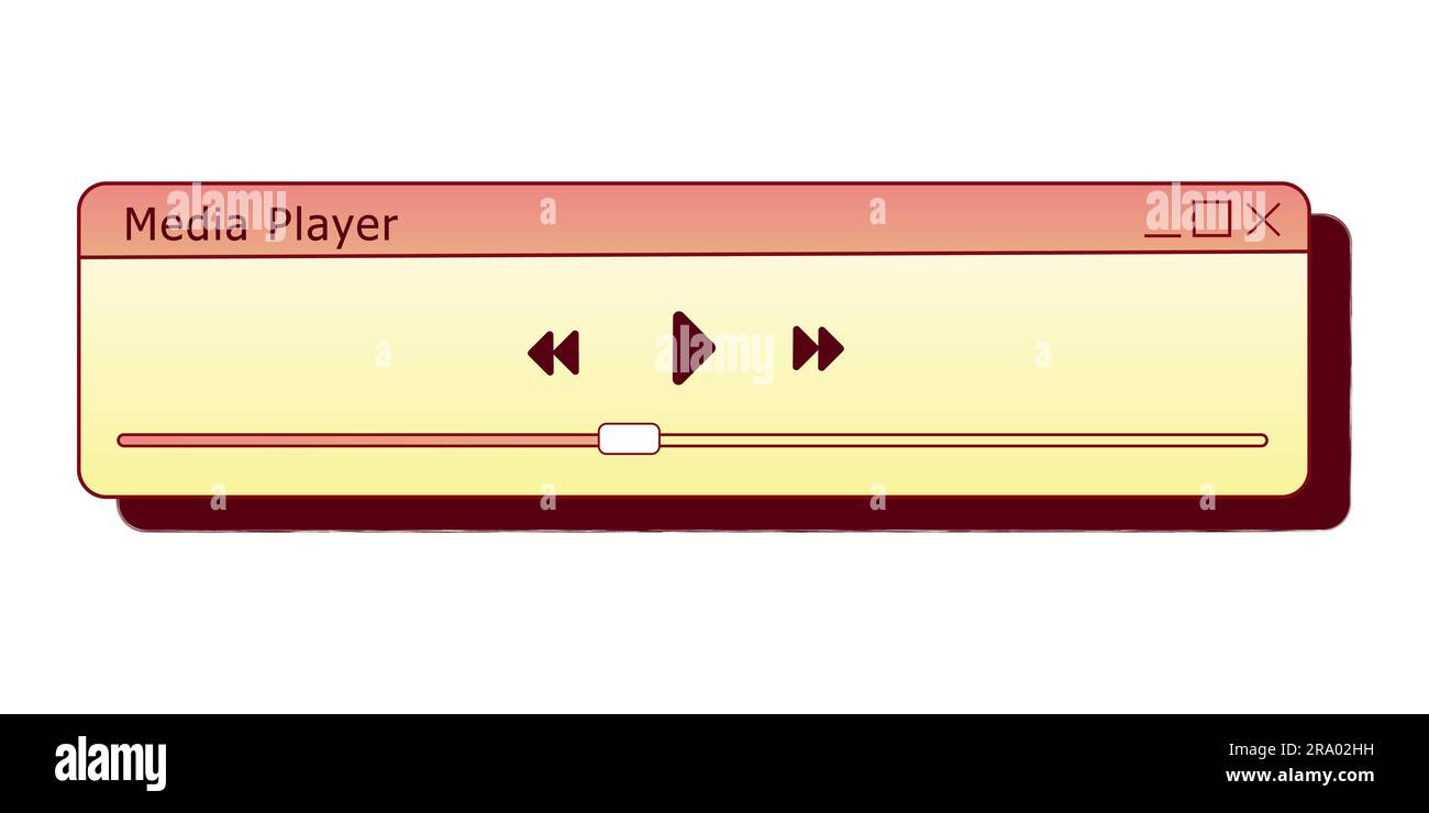 Retro media player interface for PC. 80s 90s old computer user interface element and vintage ...