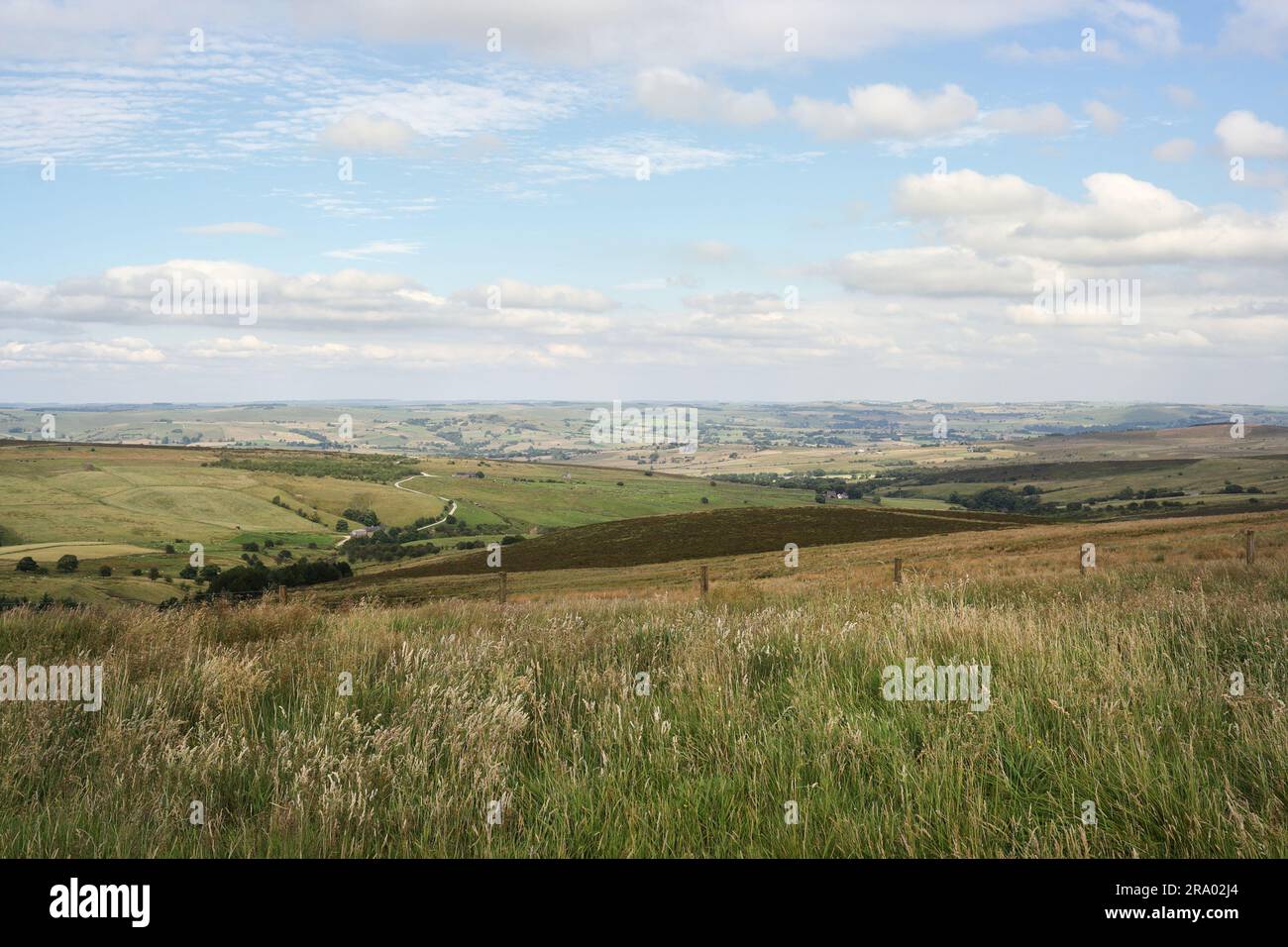 Moorland farmland fields in Staffordshire Peak District National park ...
