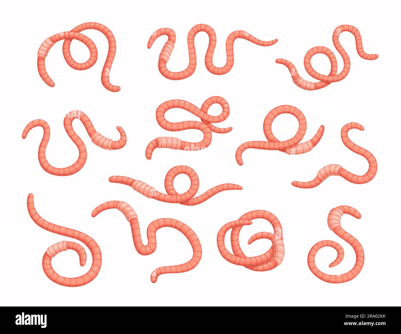 Cartoon worms, soil earthworms, garden ground insects. Cartoon vector ...