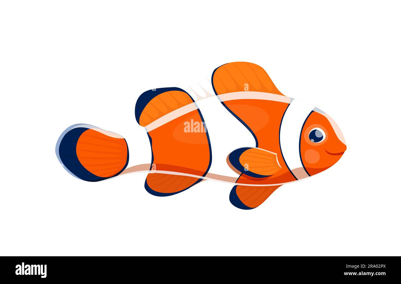 Cartoon clown fish sea animal. Isolated vector vibrant captivating ...