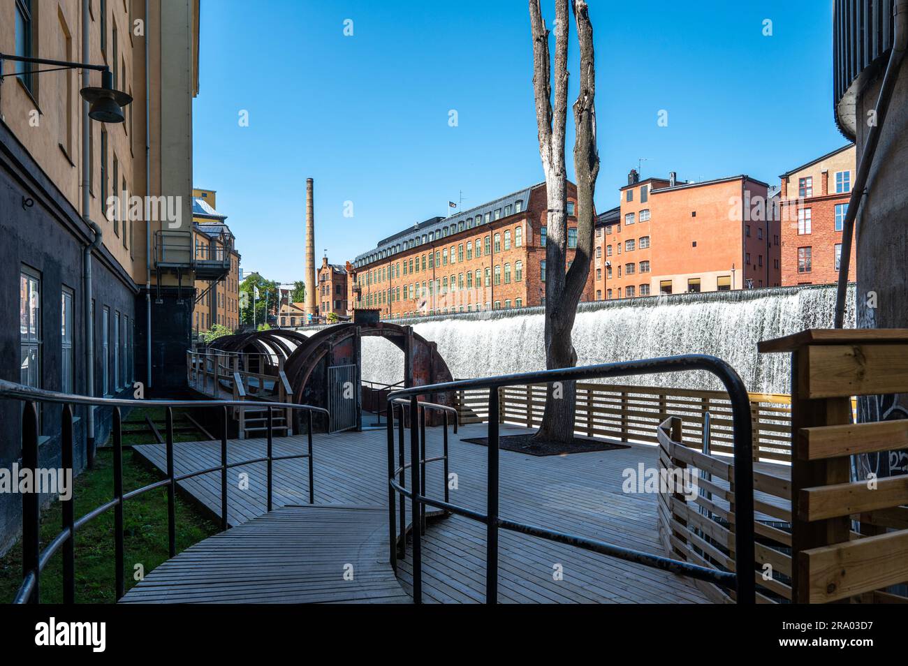 Motala river and the famous industrial landscape during summer in ...